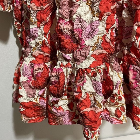 Zara | Dresses | Nwt Zara Sharon Floral Tiered Mini Dress Pink Red Size ...